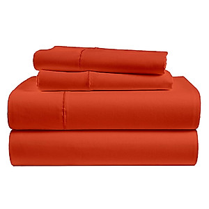 Luxora Bedding Heavy Wight 100% Egyptian Cotton, 1000 Thread Count Sheet Set Full Size Orange Bed Sheets,8 Inches Deep Pocket
