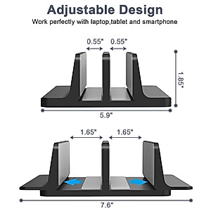 S SKSTYLE Vertical Laptop Stand Holder, Desktop Aluminum MacBook Stand with Adjustable Dock Size(2 Slots), Fits All MacBook, Surface, Chromebook and Gaming Laptops (Up to 17.3 inches), Black