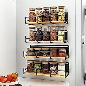Buzulagi Magnetic Spice Rack For Refrigerator, Kitchen Organization,Home Organization and Storage, For Refrigerators, Washing Machines, Microwaves and Other Metal Surfaces, Black (4 Pack)