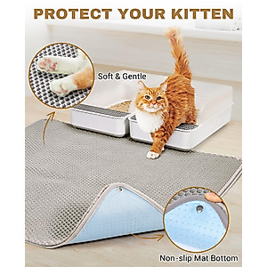 Fostanfly Cat Litter Mat - Extra Large XL 45"x 27" Cat Litter Trapping Mat, Machine Washable Double Layer Design, Urine & Waterproof for Kitty- Easy Clean for Floor