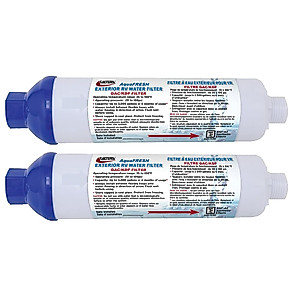 VALTERRA A01-1132VP AquaFRESH Replacement Exterior RV Water Filter w/Hose Connections - Pack of 2