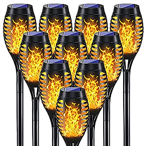 10Pack Solar Torch Lights for Garden Decor for Outside, Outside Solar Lights for Yard, Garden Lights Solar Powered for Patio Decor, Landscape Luces Solares for Outdoor Decorations for Patio Porch Pool