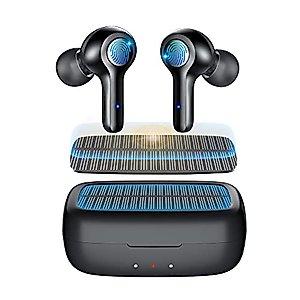 kurdene Bluetooth Wireless Ear Buds, with [Solar Power] Charging Case, Premium Deep Bass Stereo Ear Buds Light-Weight Bluetooth Headphones Built-in Microphone Earphones for iPhone,Android