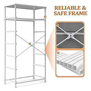 VredHom Tall Dressers for Bedroom, 7 Drawers Dresser Fabric Storage Closets Storage Units Organizer Tower Steel Frame Wooden Top for Bedroom, Hallway,Nursery, Entryway(Light Grey)
