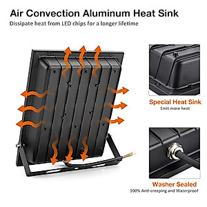 MOSFiATA 50W LED Flood Light Outdoor 2 Pack, 11000 Lumen Super Bright Security Lights, IP66 Waterproof Outdoor Work Light, 6000K Daylight White Floodlight for Garden, Yard, Lawn, Basketball Court