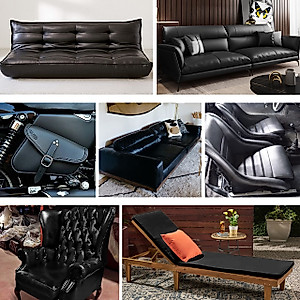 Marine Vinyl Upholstery Faux Leather: Meneng Black Grain Faux Leather 54"x36" Marine Vinyl Fabric Waterproof Durable for DIY Upholstery Boat Car Sofa