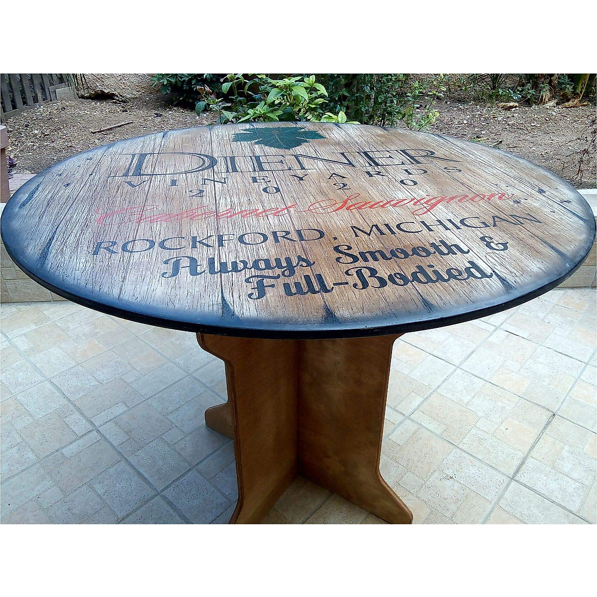 Personalized Table Top Inspired by Old Wine Barrels, Living Room Home Bar Man Cave Wood Furniture, Custom Gifts, Size 16/20/24/30/36/40/42/46 Inch