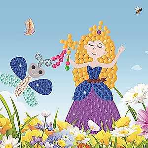 Nsuebck Diamond Painting Kits for Kids - 18 Pcs Princesses Gem Art Stickers for Girls - Paint by Number Crafts Birthday Gifts for Kids Ages 4 6 7 8-12
