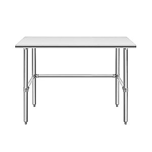 Hally Open Base Stainless Steel Table 24 x 48 Inches, NSF Commercial Heavy Duty Prep & Work Table with Galvanized Legs for Restaurant, Home and Hotel