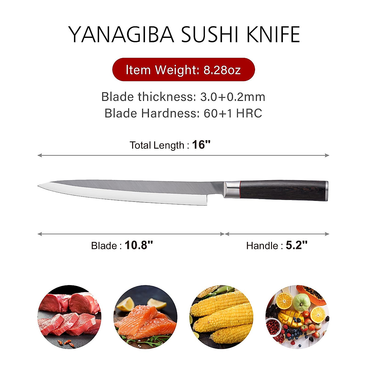 CHUYIREN Sharp Sushi Knife for Kitchen 9.5 inch and 10.6 inch