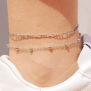 ChicSilver 2.8mm Figaro Chain Anklet 925 Sterling Silver Ankle Bracelets for Women Simple Dainty Waterproof Anklet Womens Anklets Jewelry for Beach Gifts for Mom