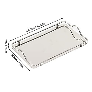 Pwshymi Large Rectangle Tray, Stainless Steel Large Serving Tray Home Living Room Commercial Dishes Tray for Coffee Water Cups Fruit