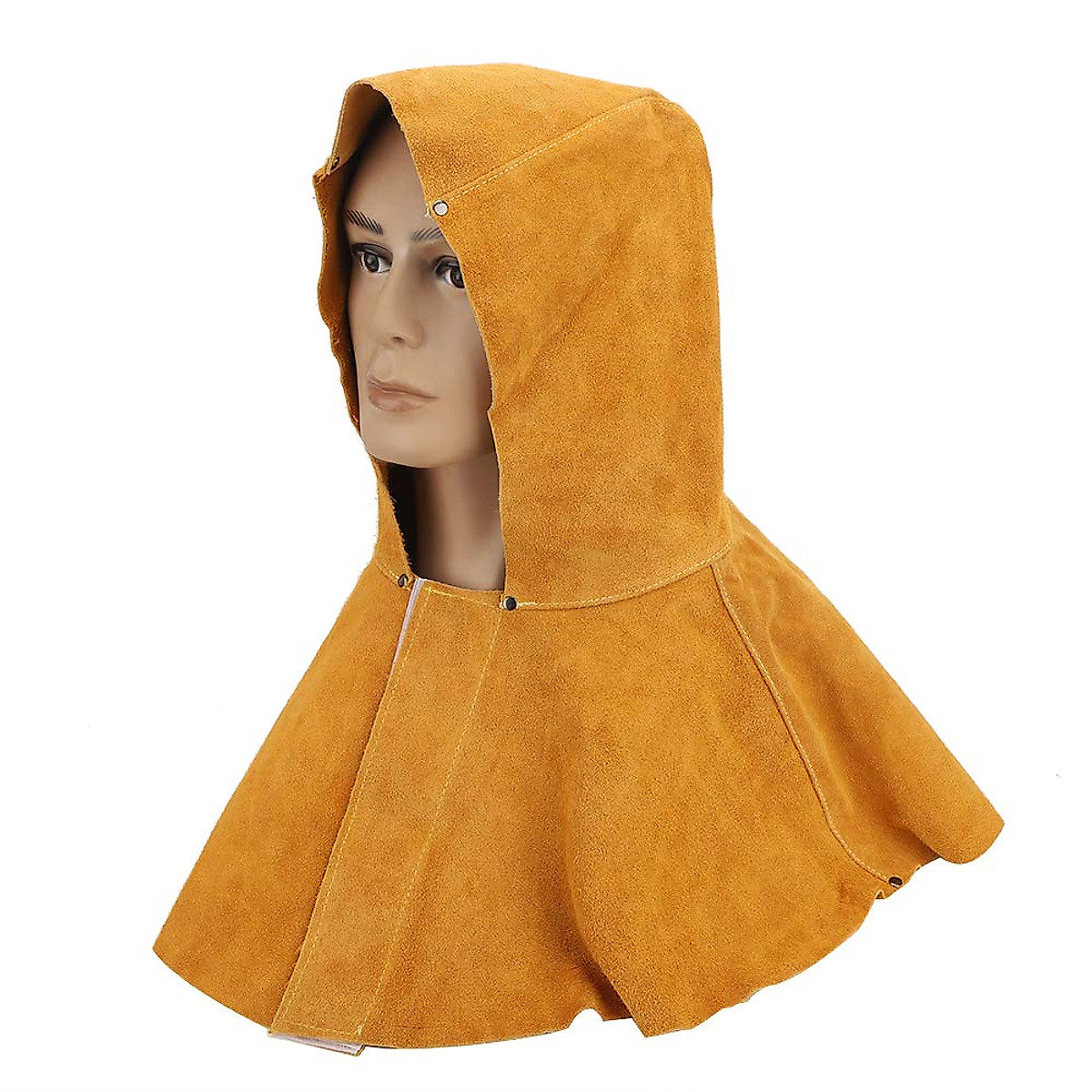 Welder Hood, Yellow Cowhide Heat Insulation Neck Face Protection, Welding Helmet Safety Mask for Splashing Proof And Heat Resistant