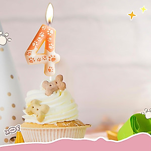 Hongplus Dog Paw 3rd Birthday Candles Number 3 Candle Cake Cupcake Topper Dog Paw Print Themed Happy 3rd Birthday Cake Decorations for Boys Girls Dog Party Supplies Dog Paw Décor