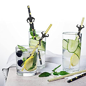 Bachelorette Party Straws, 30 PCS Party Favors Naughty Gold Straws Disposable Drinking Paper Straw Dancing MEN Confetti Party Supplies for Girls Night Ladies Bridal Shower