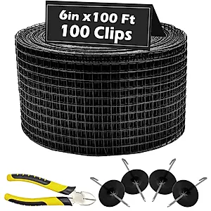 Prolee 100FT Solar Panel Bird/Critter Guard Anti-Rust with 100 Fastener Clips Rooftop Solar Panel Bird Wire Screen, Removable Without Damage (6 Inch x 100 Feet)