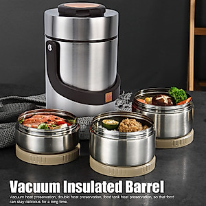 Insulated Food Jar, 67 oz Insulated lunch Containers for Hot Food, Adults Stainless Steel Leakproof 3 Layer Vacuum Insulated Barrel(Silver)