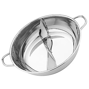 Mikinona Stainless Steel Mandarin Duck Pot Ramen Set Korean Pots for Cooking Japanese Chocolate Separate Pot Divided Hot Pot Cooker Chinese Cooking Pots Silver Food Cooking Hot Pot Soup Pot