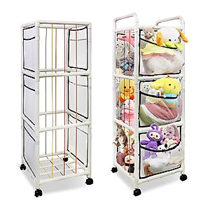 TopDirect Stuffed Animal Zoo Storage, Zoo Animals Toy Holder, Large Animal Cage Organizer Soft Toy Shelf Nursery Room Ball Storage, PVC with Elastic Band and Net for Nursery Play Room Bedroom
