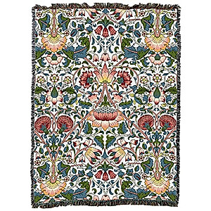 Pure Country Weavers William Morris Lodden Blanket - Arts & Crafts - Gift Tapestry Throw Woven from Cotton - Made in The USA (72x54)