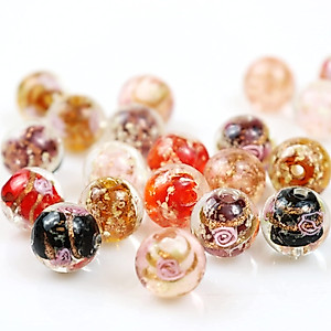 Artsy Crafts 20 Pcs Assorted Glow in The Dark Firefly Beads 12mm European Lampwork Luminous Glass Beads for Jewelry Making Charm Bracelet Necklace Earrings Crafts (Red Series 20pcs)