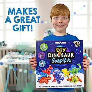 Original Stationery Dinosaur Soap Making Kit for Kids, DIY Soap Kit with Dino Shaped Trays, Soap Base, Ink Colors and Scents, Fun Educational Science Kits for Boys and Girls, Creative Kids Toys