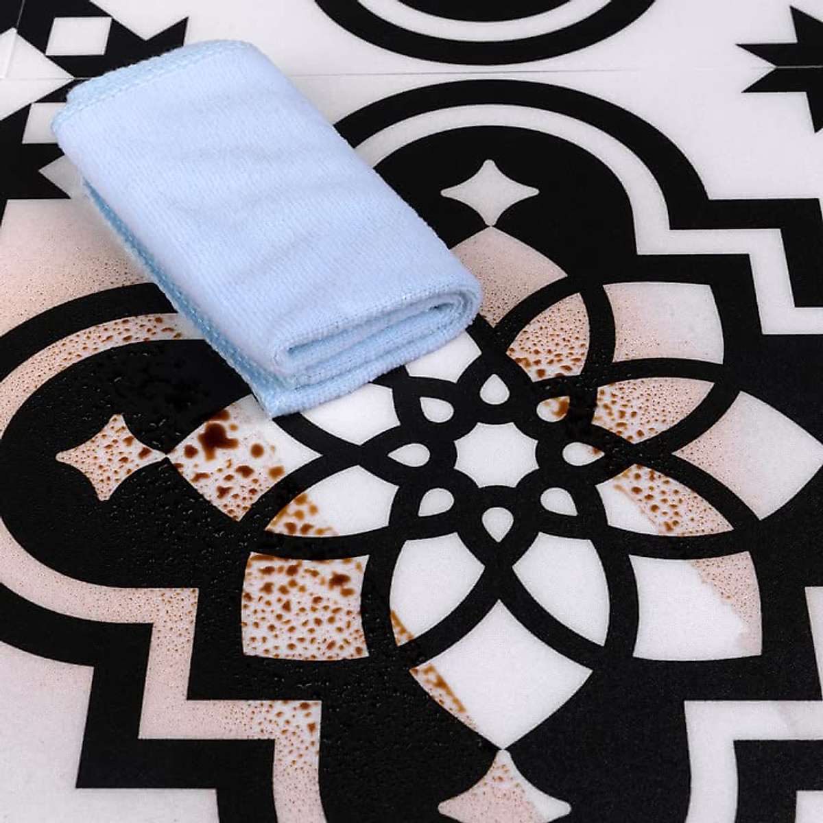 Peel and Stick Floor Tile Peel and Stick Flooring 12in ×12in Suit for Bathroom and Kitchen (Black and White, 10 Pcs)…