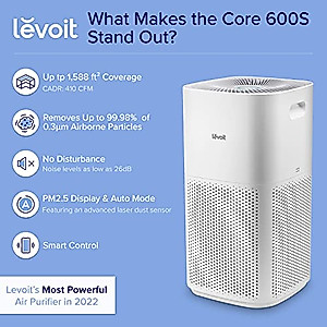 LEVOIT Air Purifiers for Home Large Room, Covers up to 3175 Sq. Ft, Smart WiFi and PM2.5 Monitor & Core 600S Air Purifier Pet Allergy Replacement Filter, 3-in-1 True HEPA, Yellow