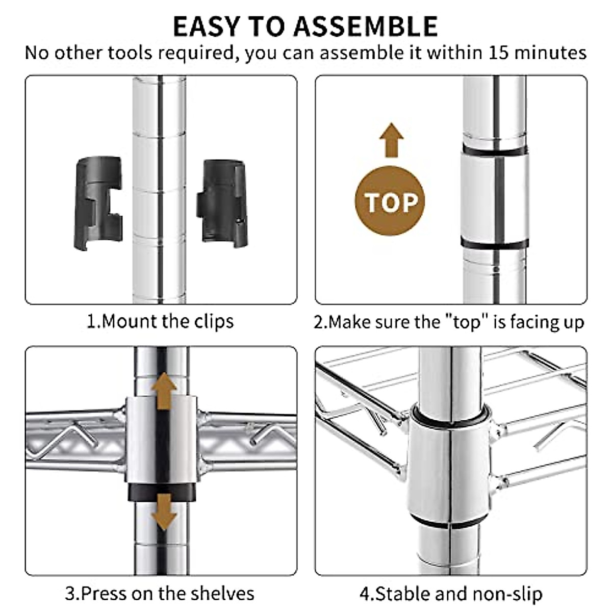 YYkokocat Wire Shelving Unit 2100LB Capacity Metal Shelves 82" H× 48L×18W 6 Tier Adjustable Storage Shelf w/Wheels Heavy Duty Shelves NSF Wire Rack Shelving for Kitchen Office Garage, Chrome…