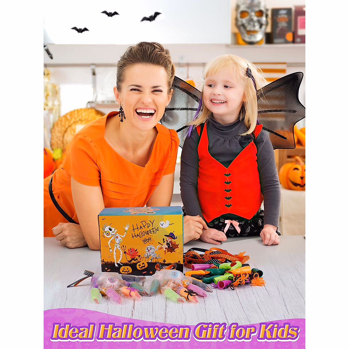Biggun Halloween Party Favors for Kids - 24 Set Halloween Treats Non Candy, Halloween Goodie Bags Fillers Bulk, Halloween Game Toys for Kids Classroom Boys Girls Trick or Treat Party Supplies