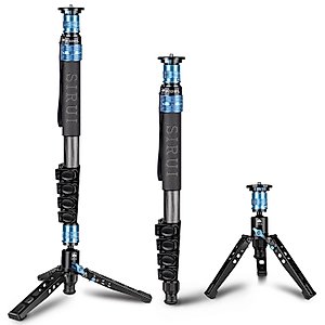 SIRUI P-325FL Carbon Fiber Monopod with Feet, 67" Professional Monopod for Cameras, Lightweight Travel Monopod for DSLR Camera, Max Load 22lbs, 360° Panorama, 5-Section, Quick Release Plate
