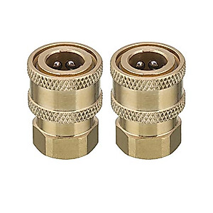 RIDGE WASHER Pressure Washer Coupler, Brass Fittings, 1/4 Inch Quick Connect to Female NPT, 5000 PSI, 2 Pack