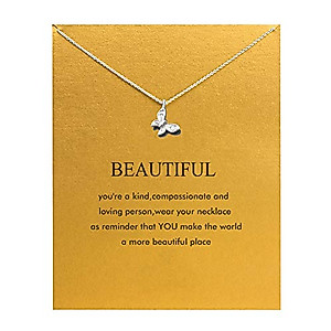Hundred River Friendship Butterfly Necklace Butterfly Pendant Chain Necklace with Message Card Gift Card (butterfly s)