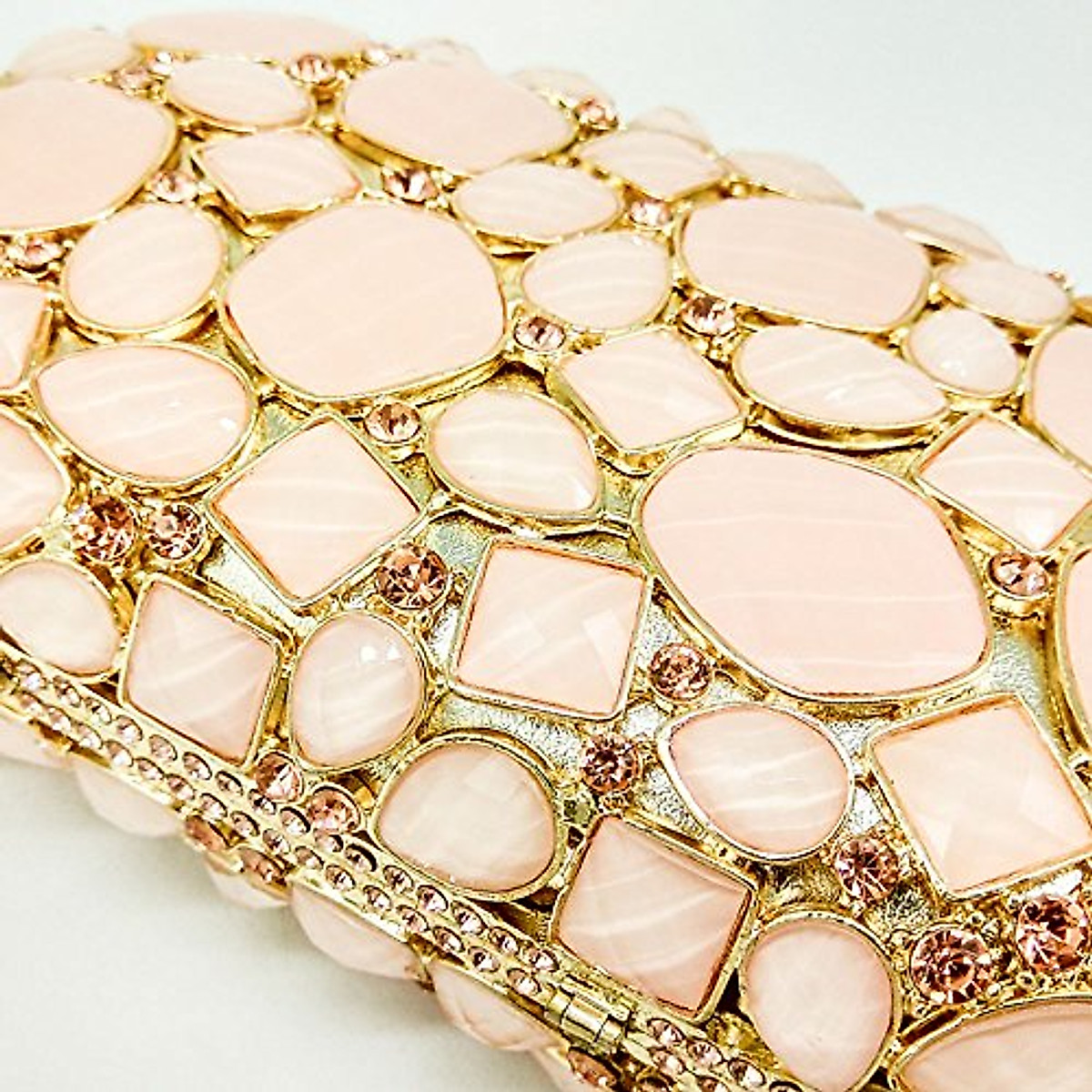 Boutique De FGG Synthetic Shell Evening Bags and Clutches for Women Formal Wedding Bridal Rhinestone Handbags and Purses (Small, Pink#198)