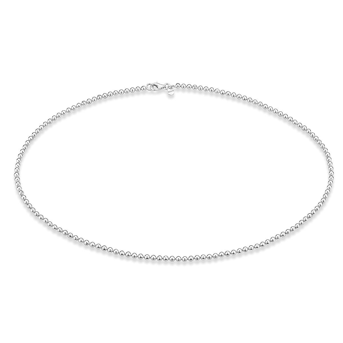 Miabella Italian 925 Sterling Silver Handmade 3mm Bead Ball Strand Chain Necklace for Women, Made in Italy (Length 16 Inch (X-Small))