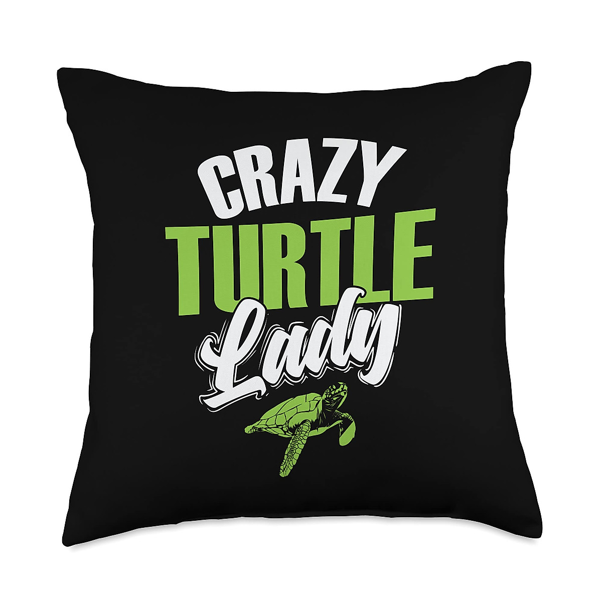 Turtle reptile carapace old Sauropsida Testudines Crazy Turtle Lady Throw Pillow, 18x18, Multicolor