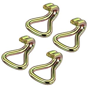 MECCANIXITY Ratchet Double J Strap Hook Load 2204 Lbs Zinc Color for 1" Tie Down Strap Webbing Car Truck Trailer Pack of 4
