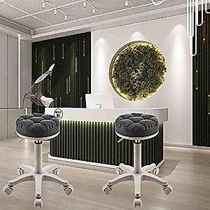 LWBLJX Roll Bar Stool with 360° Swivel Wheels, Medical Counter Beauty Salons Round Chair, PU Leather Seat and Foot Pedals, Adjustable 46-59 cm(Color:Black)