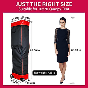 ShiningShow Heavy Duty Canopy Bag Replacement for 10x20 Pop Up Canopy Tent, Portable Canopy Bag with Wheels and Handles, Rolling Storage Bag