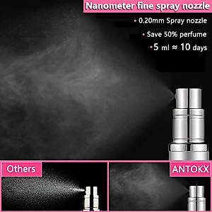 ANTOKX Travel Perfume Bottle Refillable Atomizer - 5ML Perfume Atomiser, Pocket Perfume Dispenser, Scent Pump Case, Leakproof Portable Perfume Sprayer for Women and Men (Pink)