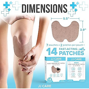 JJ CARE Knee Patches - 14 Pcs Knee Patches for Pain Relief Extra Strength - 5.5" x 3.9" Pain Relief Patch for Knee, Knee Pain Relief Patch for Arthritis, Inflammation, Sciatica, Muscle & Joint