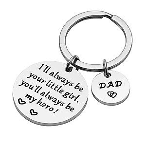 Father’s Day Gift - Dad Gifts from Daughter for Birthday Christmas, I'll Always Be Your Little Girl, You Will Always Be My Hero Keychain, Dad Valentine’s Day Gifts, Father Daughter Gifts