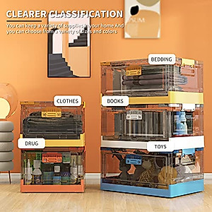 Storage Bins with Lids,Folding Plastic Storage Bin,48 Quart Collapsible Storage Bins with Wheels,Closet Organizers and Storage,Stackable Storage Bins,Storage boxes for Home,Office,1 Pack-White