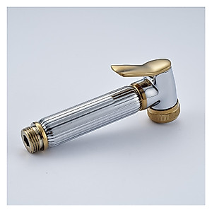 FLEYYXBN Chrome Golden Bidet Faucet Hand Held Sprayer Gun Bathroom Accessories Toilet Shower Head Bidet Sprayer Head (Color : Chrome with Golden)