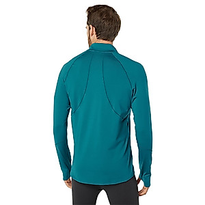 Hot Chillys Men's Micro Elite Chamois Zone Zip-T Midweight Body Fit Base Layer - Cross Country Blue, Large