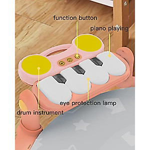 Baby Gym Play Mat,Musical Activity Center Kick Piano Gym Tummy Time Toys for Newborn Babies，Infant Toys Large Thickened and Non Slip Mat Washable (Red)