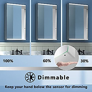 ES-DIY 15''x 26'' LED Lighted Bathroom Medicine Cabinet with Mirror, Surface Lighted Medicine Cabinet,Dimmable,Adjustable Shelves,Intelligent Switch Medicine Cabinet, Aluminum Frame, 120°Soft Hinge