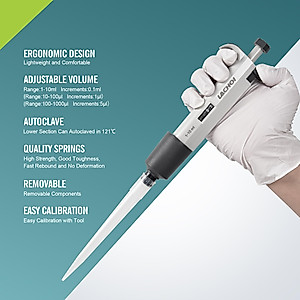 LACHOI Lab Single Channel Pipettor Adjustable Variable Volume,1-10ml High Accurate Micropipette for Laboratory