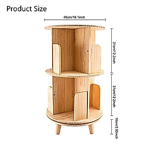 Gdrasuya10 Upgraded 2 Tier 360 Rotating Bookshelf with Legs, Small Stackable Bookshelf Wood Bookcase Organizer Book Display Shelves Storage for Living Room Bedroom Study Room