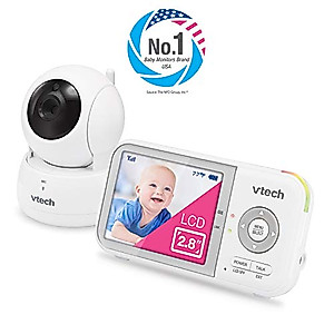 VTech VM923 Baby Monitor, 2.8” Screen, Pan-Tilt-Zoom, 1000ft Long Range, Night Vision, 2-Way Audio, Temperature Sensor, Lullabies, Secure Transmission No WiFi